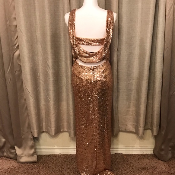Crystal Doll | Dresses | Crystal Doll Prom Dress Gold Sequins Full ...
